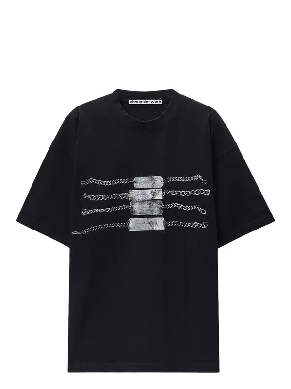 Alexander Wang Short-sleeve Tee With Chain Graphic - Black