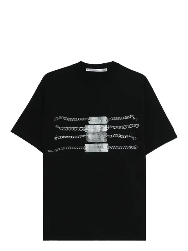 Alexander Wang Short-sleeve Tee With Chain Graphic - Black