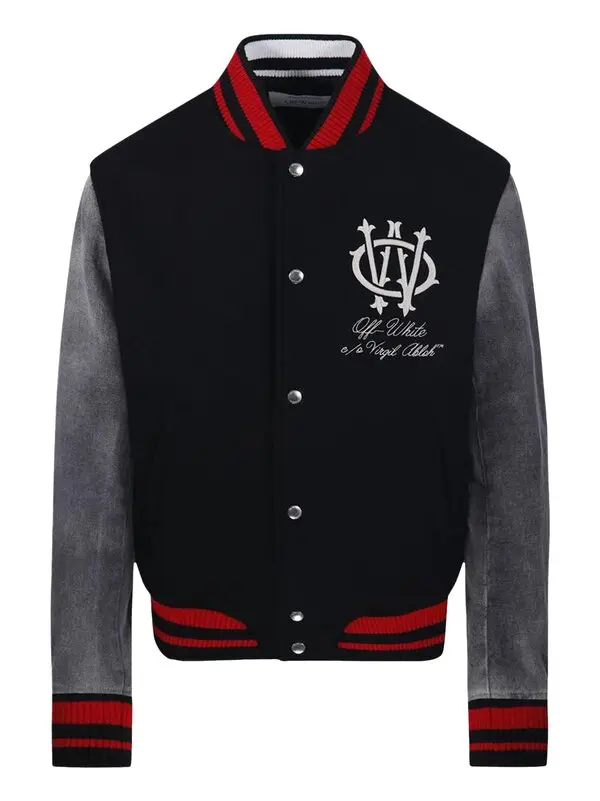 Off-White Gothinc Wool Varsity Bomber - Black