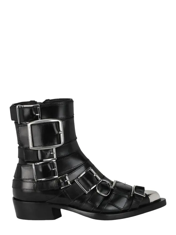 Alexander McQueen Strappy Punk Ankle Boot - Black