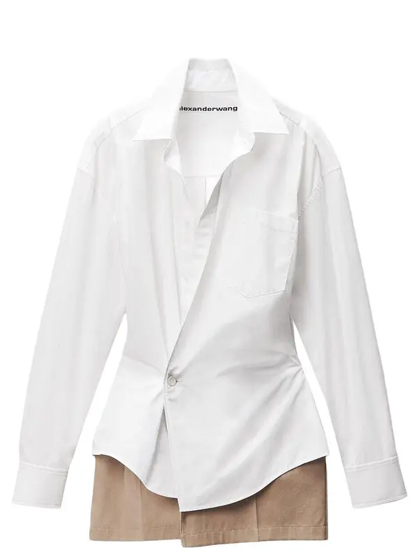 Alexander Wang Pre-styled Mini Wrap Dress With Twill - White