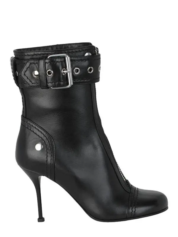 Alexander McQueen Buckle Detailed Ankle Boots - Black
