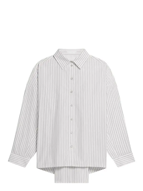 Helmut Lang Long-sleeve Cinch Placket Shirt - White/navy