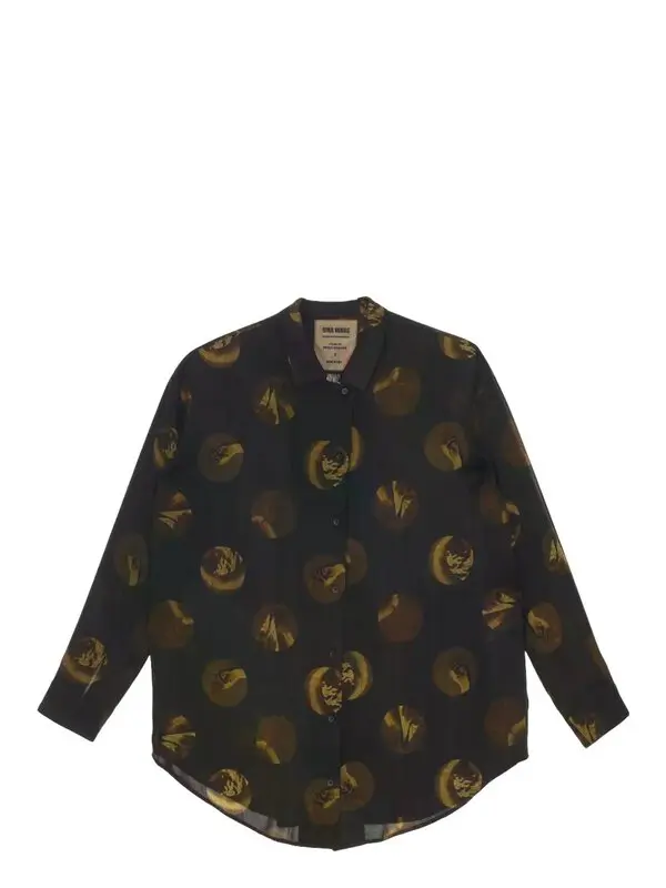 UMA WANG Circular-print Silk-blend Shirt - Brown
