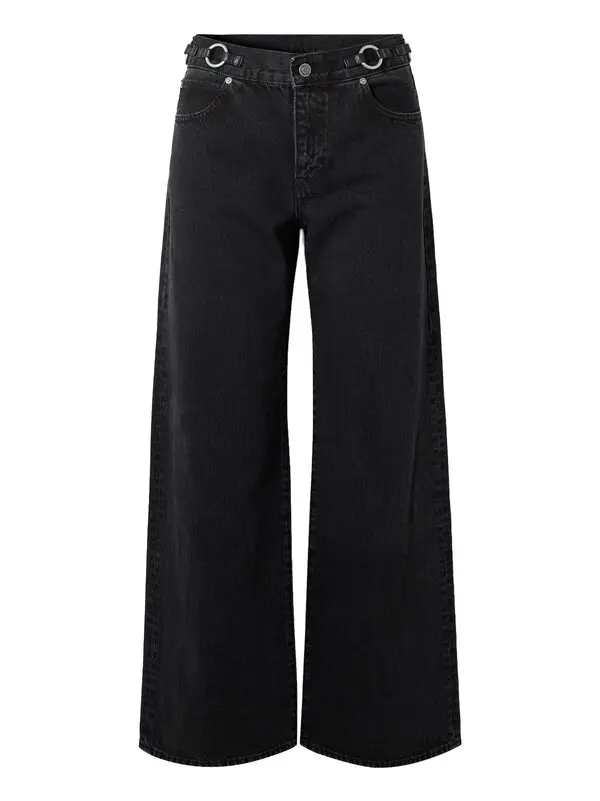 FRAME The O-ring Stroll Embellished Wide-leg Jeans - Blue