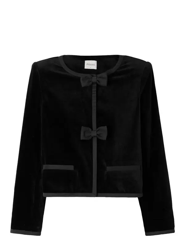 Posse Quincy Cropped Cotton-velvet Jacket - Black