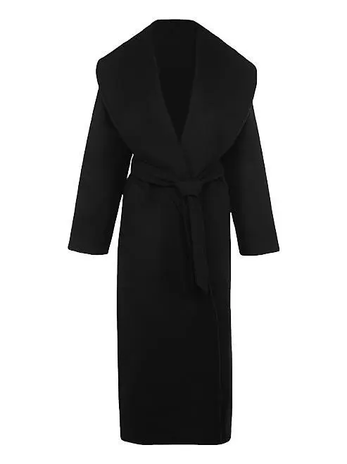 House Of Cb Wool-blend Shawl Coat - Black