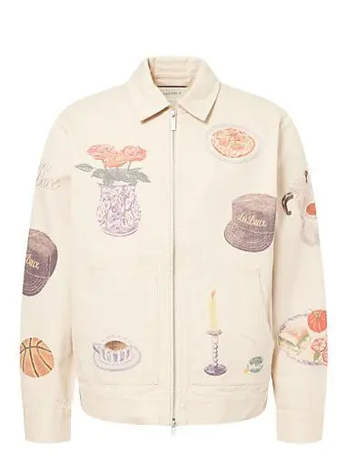 LES DEUX Robert Aop Printed Cotton Jacket - Oyster Gray