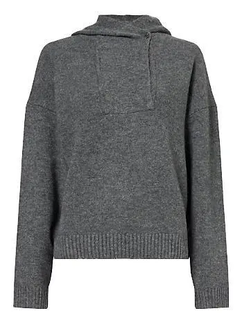 Theory Relaxed-fit Wool-blend Hoody - Charcoal