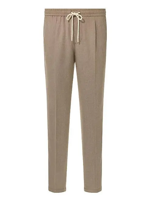 Boggi Milano Tapered Wool Trousers - Taupe