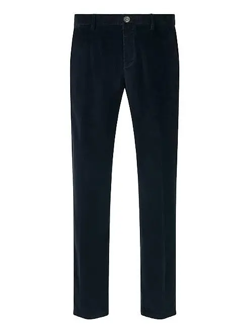 Boggi Milano Tapered-leg Mid-rise Stretch-corduroy Trousers - Navy Blue