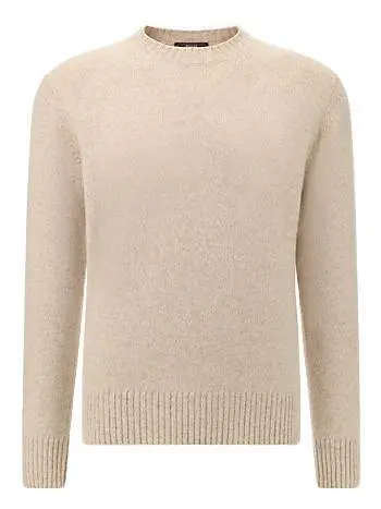 Boggi Milano Crewneck Merino-wool Jumper - Sand