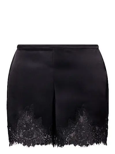 REFORMATION Lace-hem Satin Shorts - Black