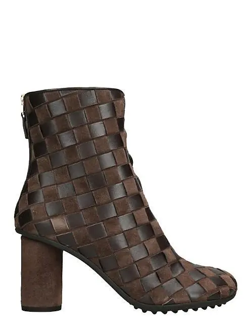 Bottega Veneta Atomic Weave 75 Leather Ankle Boots - Brown