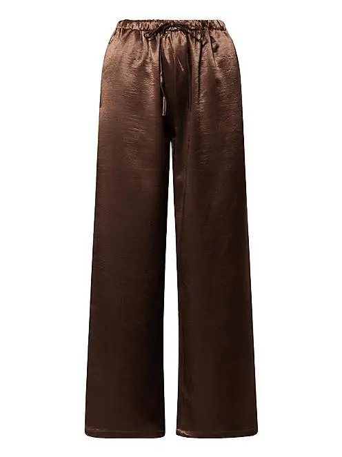 4TH & RECKLESS Shelby Wide-leg Satin Trousers - Chocolate