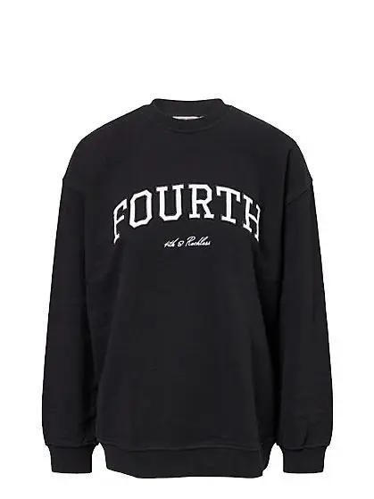 4TH & RECKLESS Logo-embroidered Cotton-jersey Sweatshirt - Black