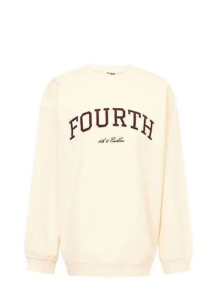 4TH & RECKLESS Logo-embroidered Cotton-jersey Sweatshirt - Cream
