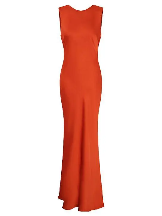 OMNES Open-back Satin Maxi Dress - Tangerine