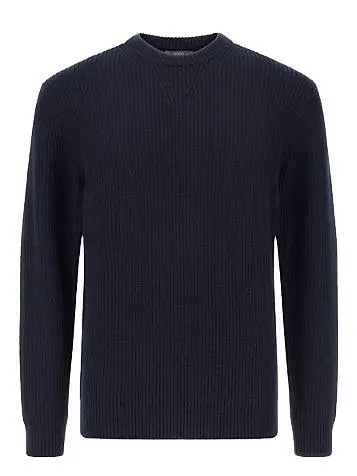 Boggi Milano Merino Wool Crewneck Jumper - Navy Blue