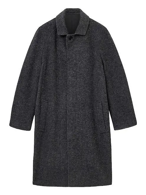 ALLSAINTS Duke Lapel-collar Wool-blend Coat - Charcoal Grey
