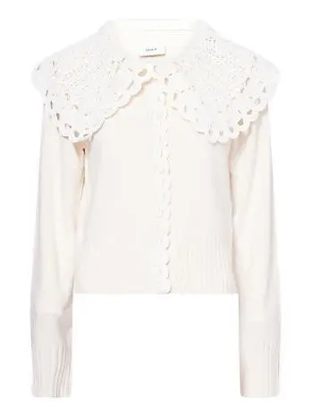 Erdem Regular-fit Crochet-collar Wool-blend Cardigan - Alabaster