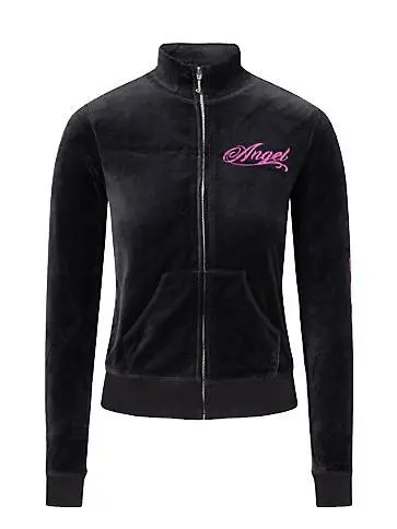 Juicy Couture Angel Logo-print Velour Track Top - Black