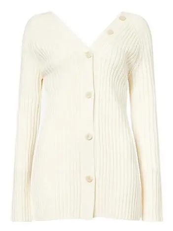 Theory Open-back Buttoned Merino Wool Cardigan - White