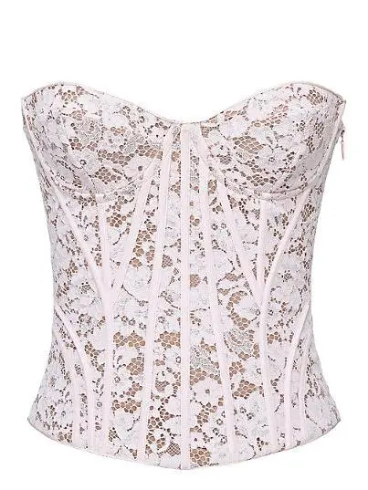 House Of Cb Floral Lace Corset Top - Baby Pink