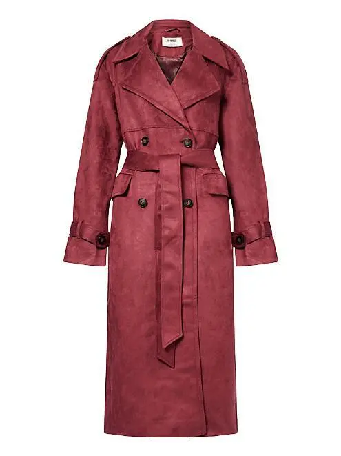 4TH & RECKLESS Wallace Belted Faux-suede Coat - Plum