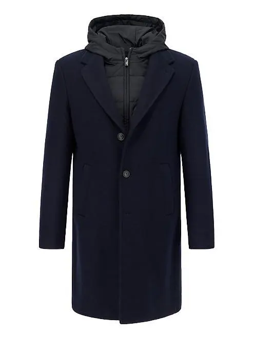 Boggi Milano Detachable Gilet Wool-blend Coat - Dark Navy