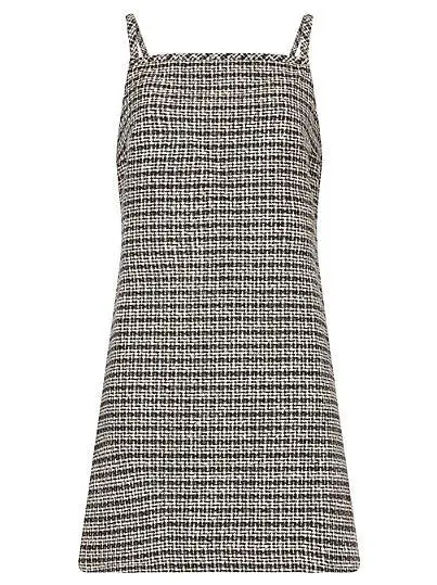 Theory Square-neck Tweed Cotton-blend Mini Dress - Shale Multi