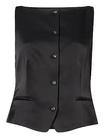 Theory Tailored Boat-neck Satin Waistcoat - Black