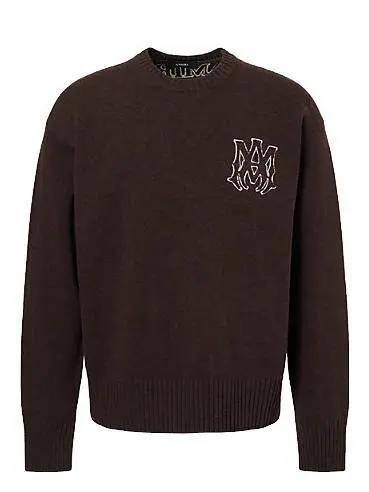 Amiri Brand-embroidered Crewneck Wool Jumper - Brown