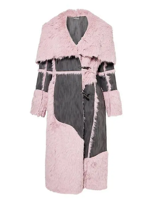 JADED LONDON Patchwork Faux-suede And Faux-fur Maxi Coat - Multi