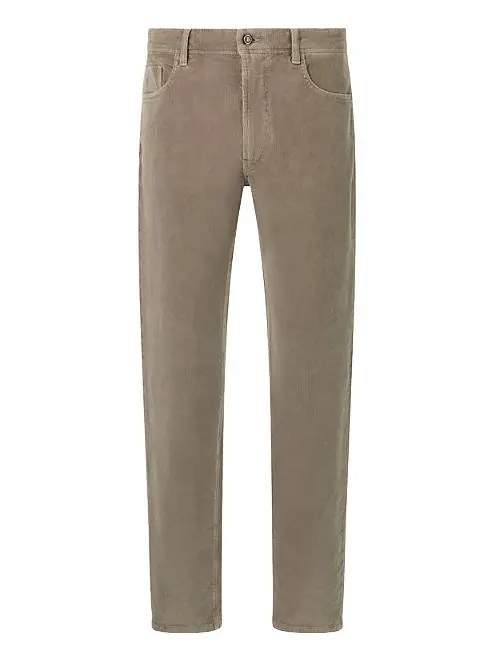 Boggi Milano Tapered-leg Mid-rise Corduroy Jeans - Taupe