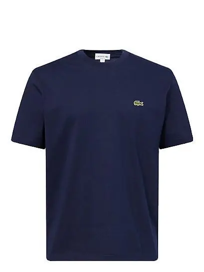 Lacoste Brand-patch Crewneck Cotton-jersey T-shirt - Navy