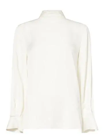 Theory Scarf-tie High-neck Silk Blouse - Ivory