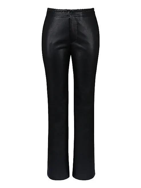 House Of Cb Adara Flared-leg Vegan-leather Trousers - Black