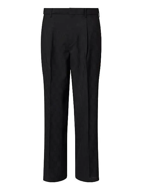 Marni Geometric Jacquard Straight-leg Wool Trousers - Black