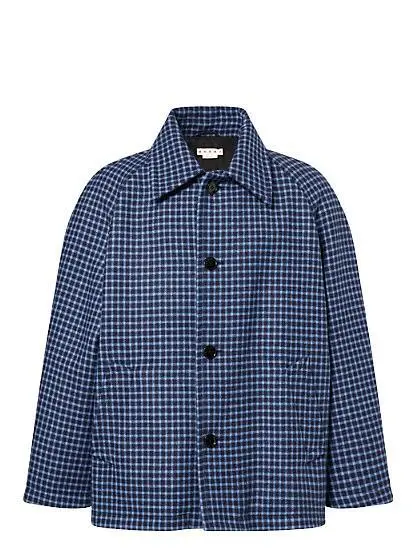 Marni Check-print Relaxed-fit Wool Jacket - Blublack