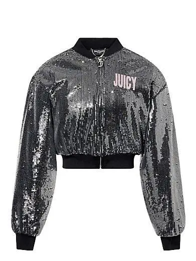 Juicy Couture Sequin-embellished Cropped Bomber Jacket - Black
