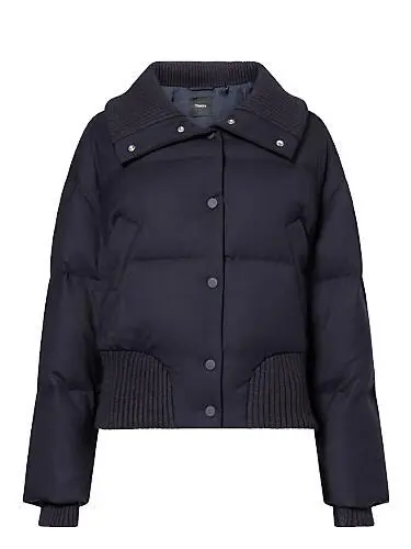 Theory Wool-blend Down-padded Bomber Jacket - Dark Navy