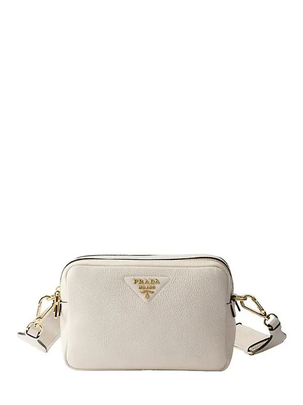 Prada Enamelled Logo Small Leather Cross-body Bag - Powder