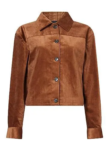 Theory Cropped Cotton-blend Jacket - Caramel