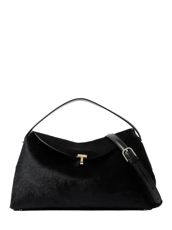 TOTEME T-lock Pony Hair Shoulder Bag - Black