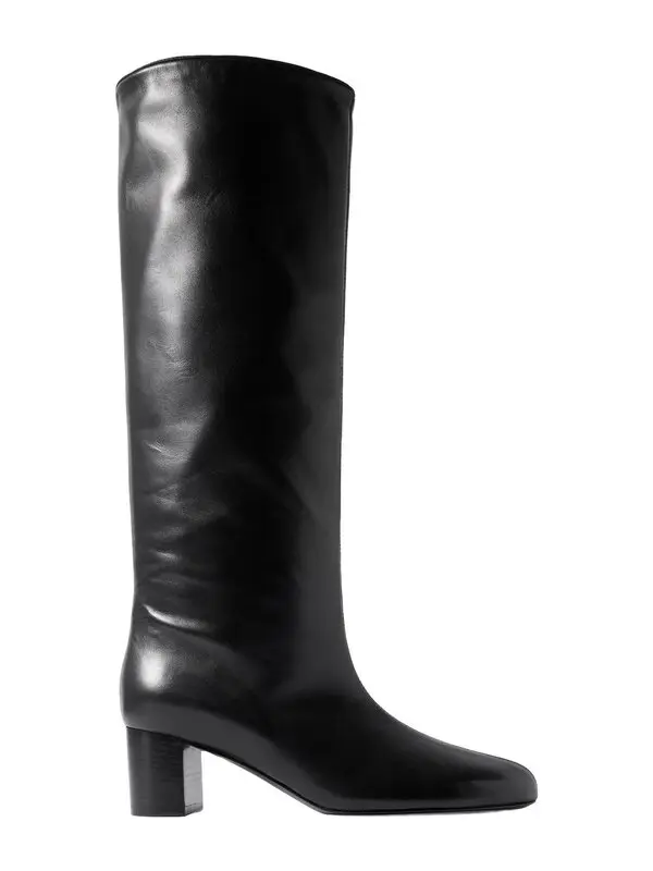 TOTEME Downtown Leather Knee Boots - Black