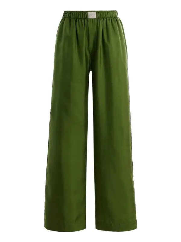 Comme Si La Boxer Alta Silk-twill Pants - Green