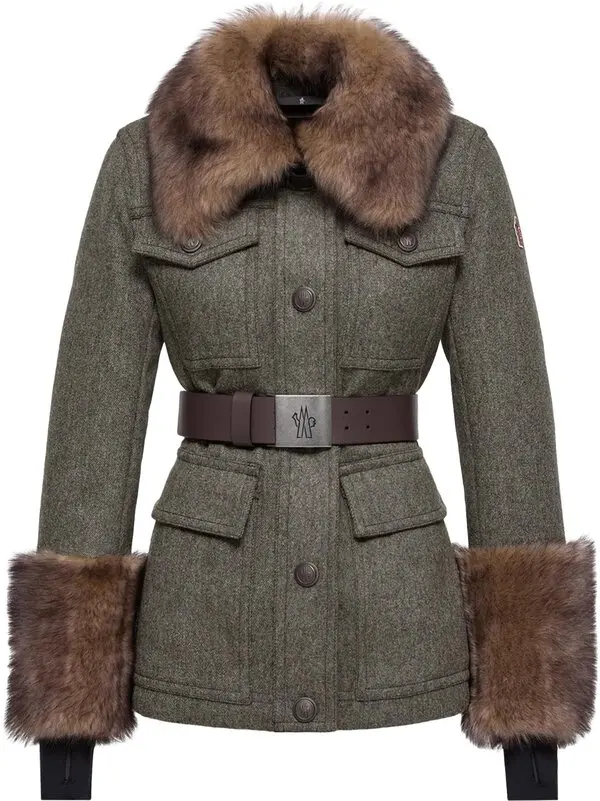 Moncler Devez Shearling-trimmed Wool Down Field Jacket - Green