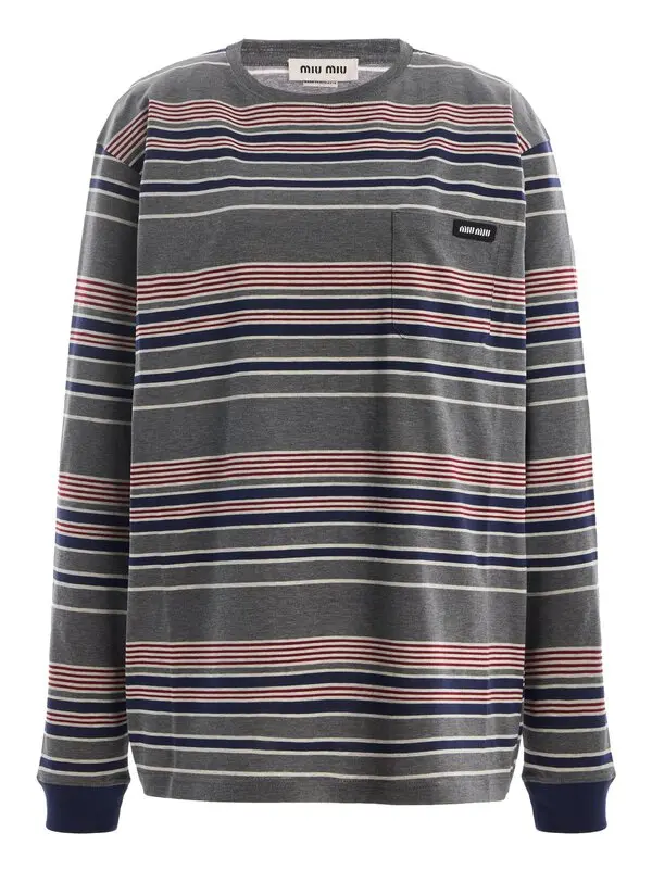 Miu Miu Striped Cotton Jersey T-shirt - Stripe