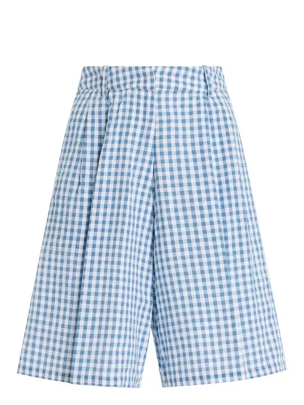 ALL THAT REMAINS Juliette Gingham Seersucker Cotton Culottes - Blue